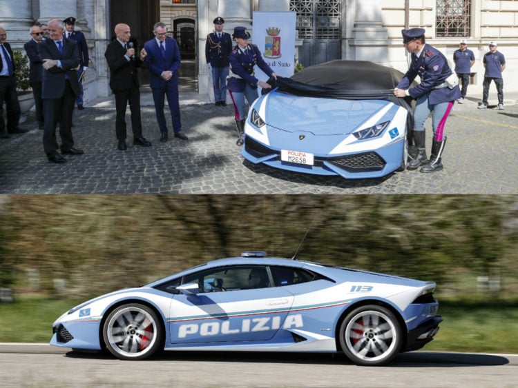 Lamborghini delivers a Huracan police car to the Italian Highway Patrol ...