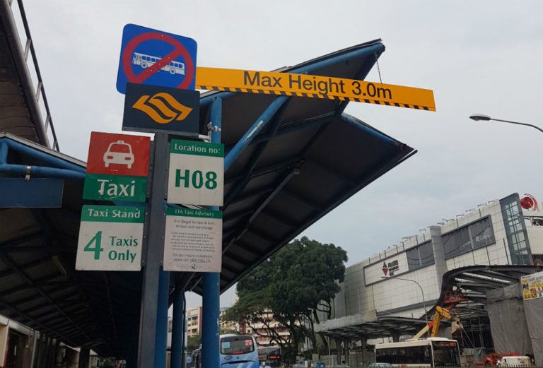 Signs at sheltered taxi stands enhanced following several bus accidents ...